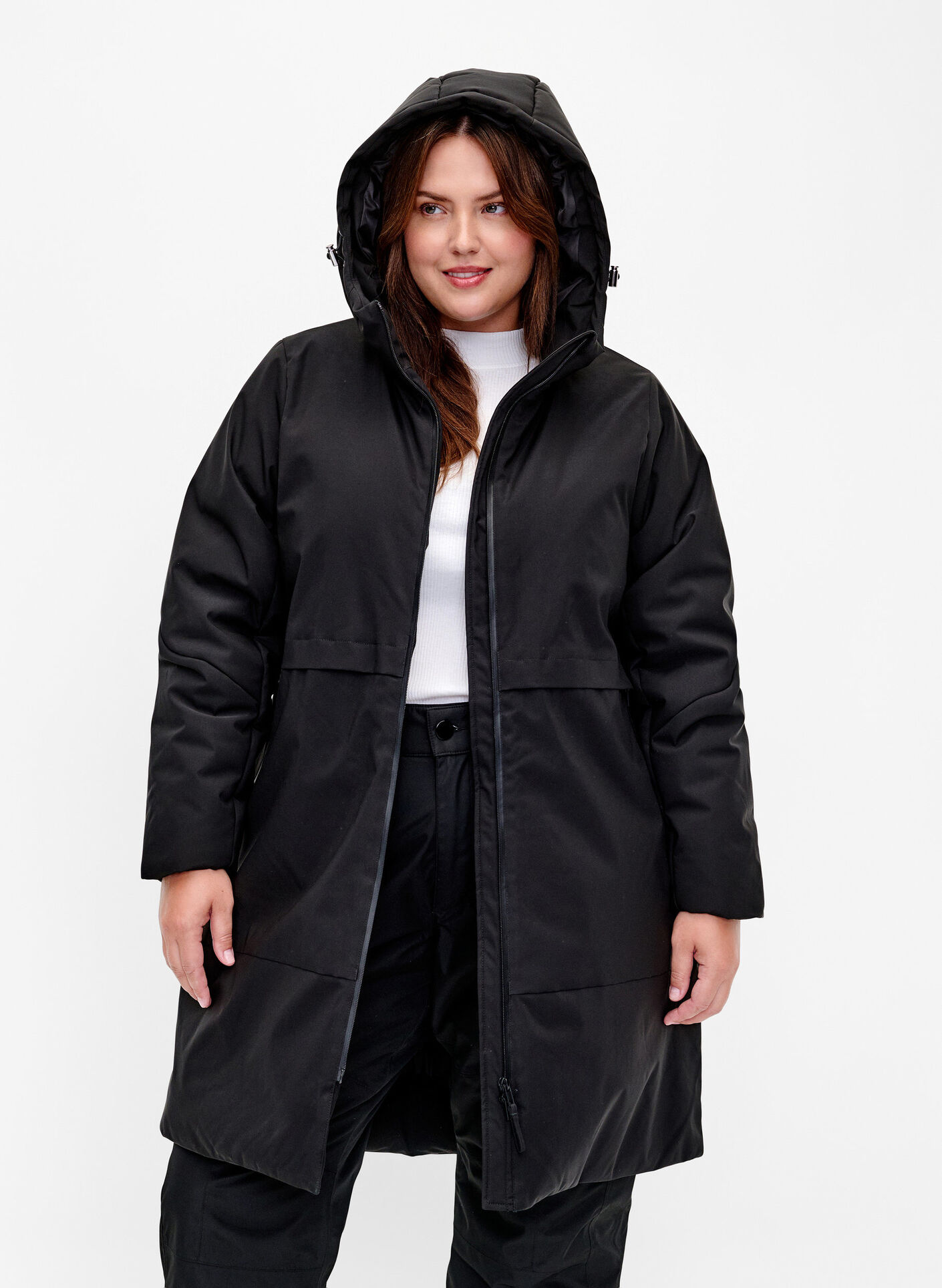 Vinterjacka med justerbar midja - Svart - Strl. 42-64 - Zizzi