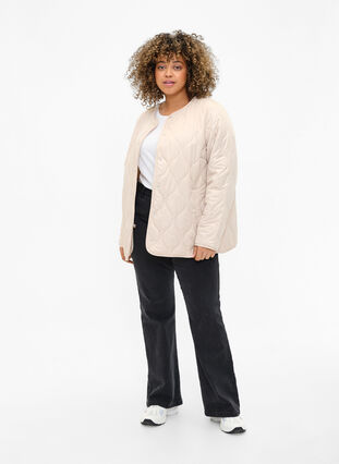 Kviltad jacka med knappar - Beige - Strl. 40-64 - Zizzi