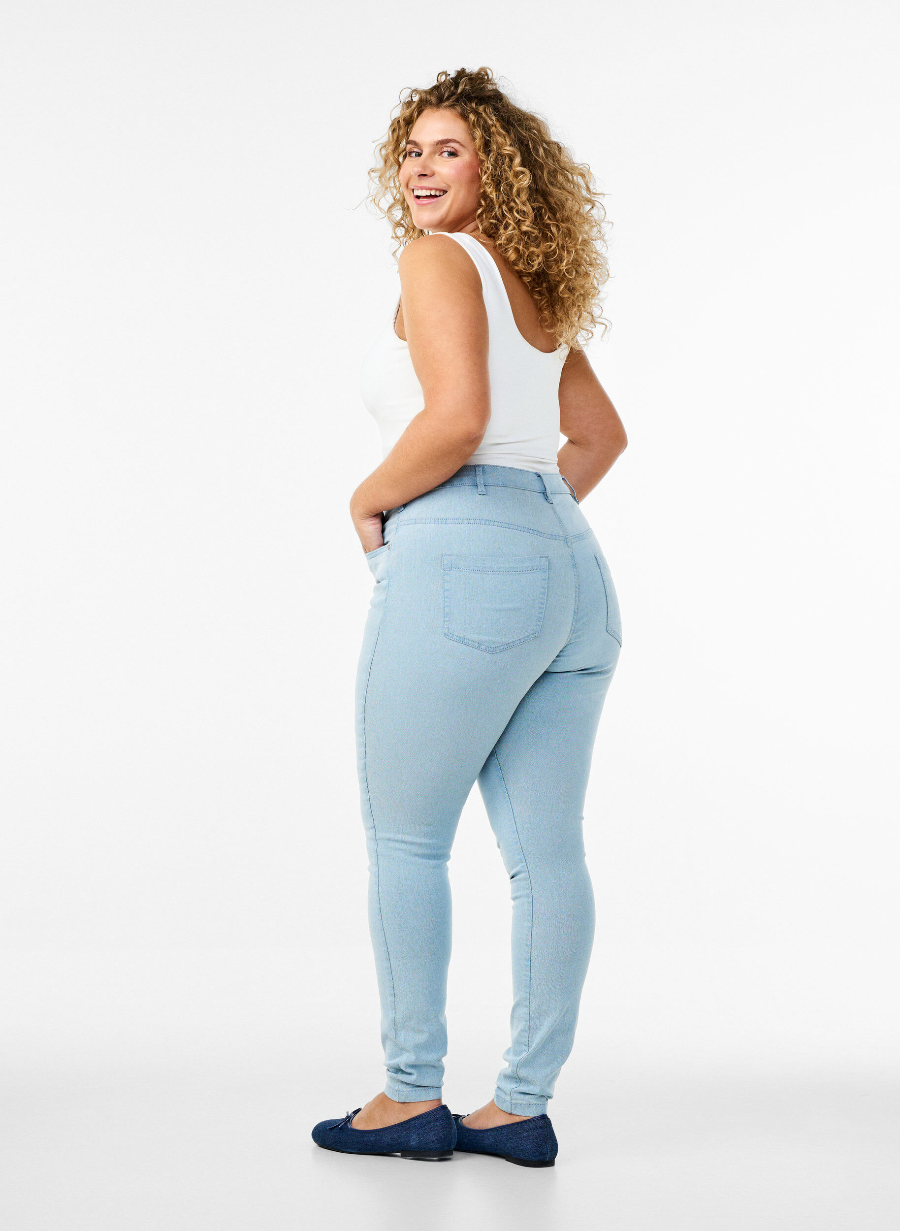 Super slim Amy jeans med hög midja - Blå - Strl. 42-60 - Zizzi