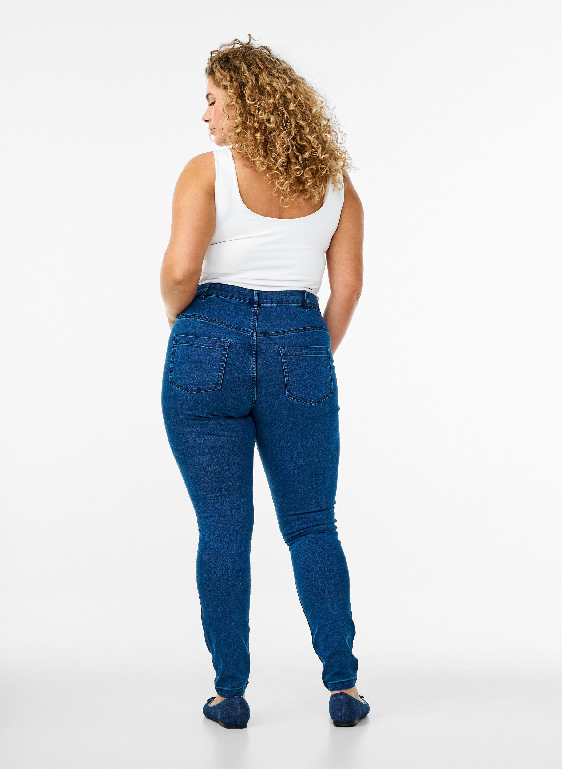 Super slim Amy jeans med hög midja - Blå - Strl. 42-60 - Zizzi