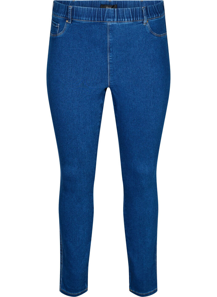 Jeggings med hög midja - Blå - Strl. 40-64 - Zizzi