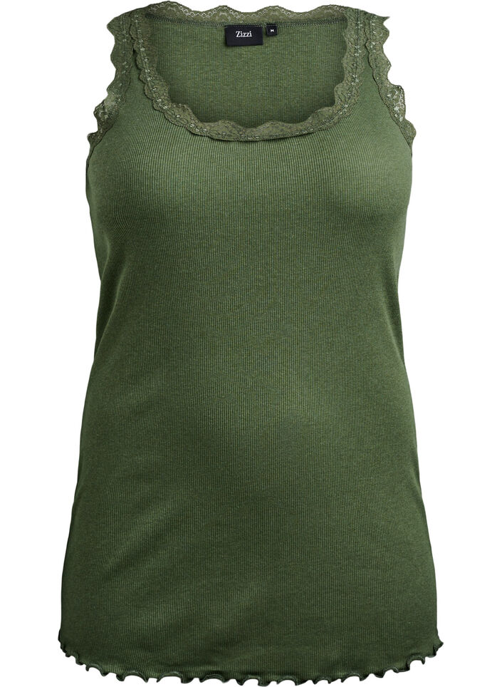 Topp med spetskant - Grön - Strl. XXL - Zizzi
