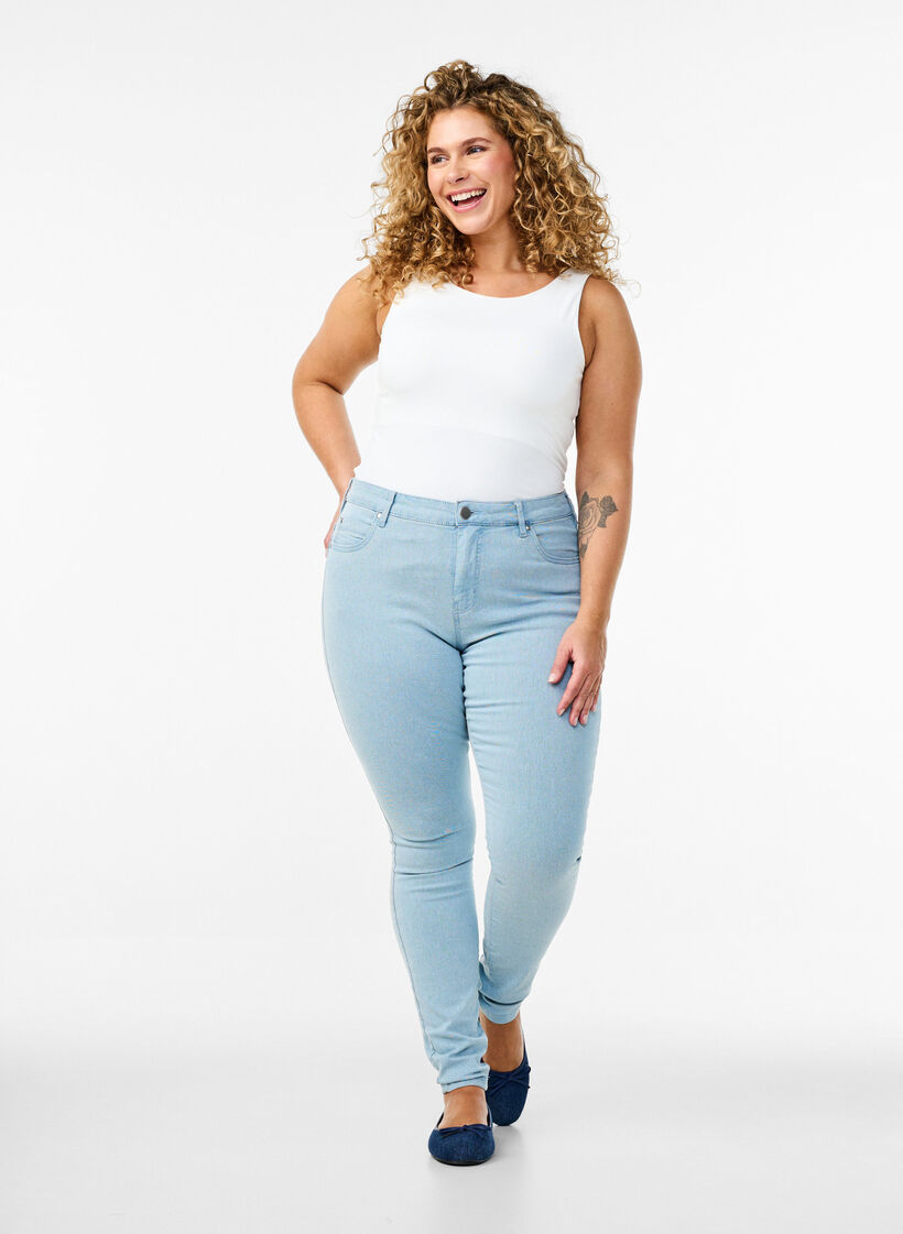 Super slim Amy jeans med hög midja - Blå - Strl. 42-64 - Zizzi